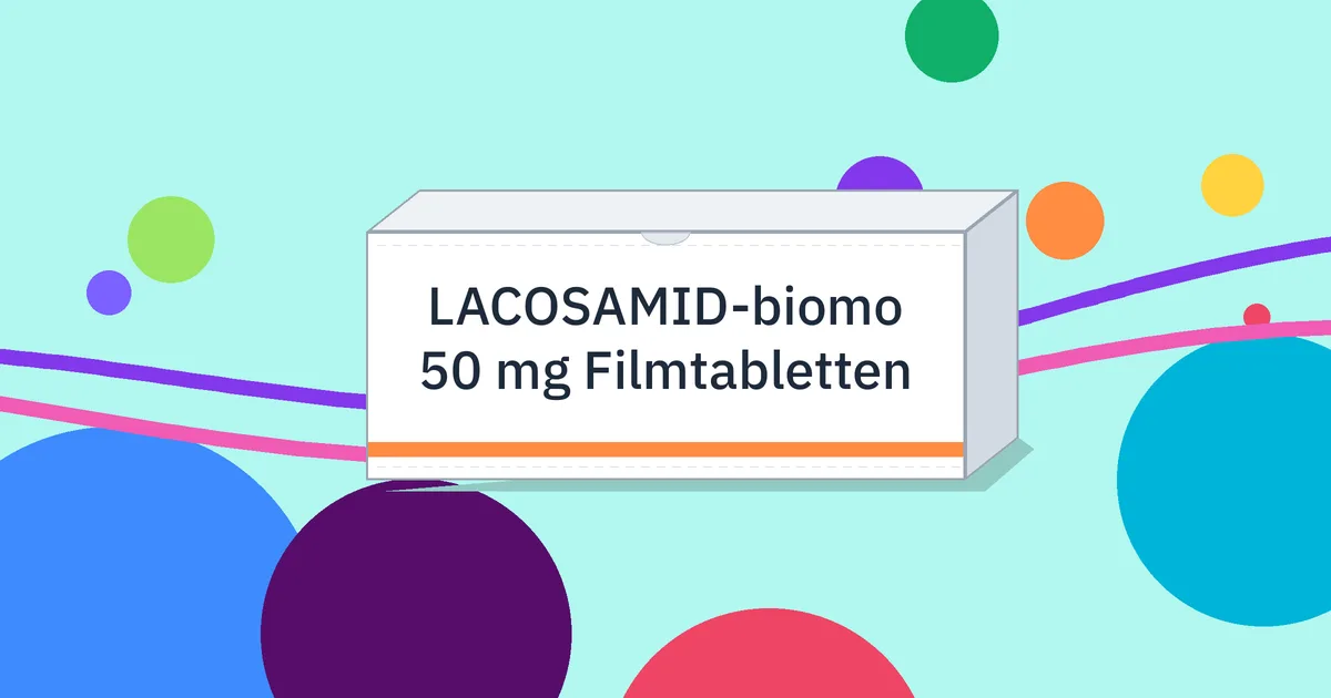 Symbolbild: Packung mit der Aufschrift LACOSAMID-biomo 50 mg Filmtabletten (PZN 17212344) – Verfügbarkeit und Bezug in Apotheken in Frankfurt am Main