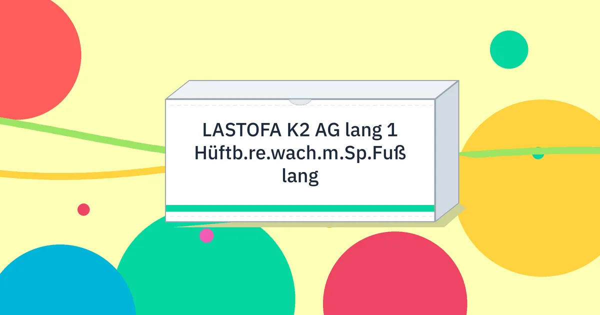 Symbolbild: Packung mit der Aufschrift LASTOFA K2 AG lang 1 Hüftb.re.wach.m.Sp.Fuß lang (PZN 13810491) – Verfügbarkeit und Bezug in Apotheken in Frankfurt am Main