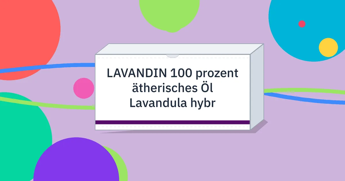 Symbolbild: Packung mit der Aufschrift LAVANDIN 100 prozent ätherisches Öl Lavandula hybr (PZN 03669241) – Verfügbarkeit und Bezug in Apotheken in Frankfurt am Main