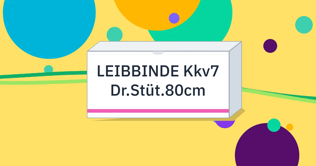 Symbolbild: Packung mit der Aufschrift LEIBBINDE Kkv7 Dr.Stüt.80cm (PZN 01966590) – Verfügbarkeit und Bezug in Apotheken in Frankfurt am Main
