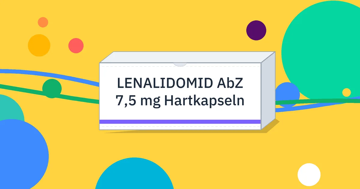 Symbolbild: Packung mit der Aufschrift LENALIDOMID AbZ 7,5 mg Hartkapseln (PZN 18372819) – Verfügbarkeit und Bezug in Apotheken in Frankfurt am Main