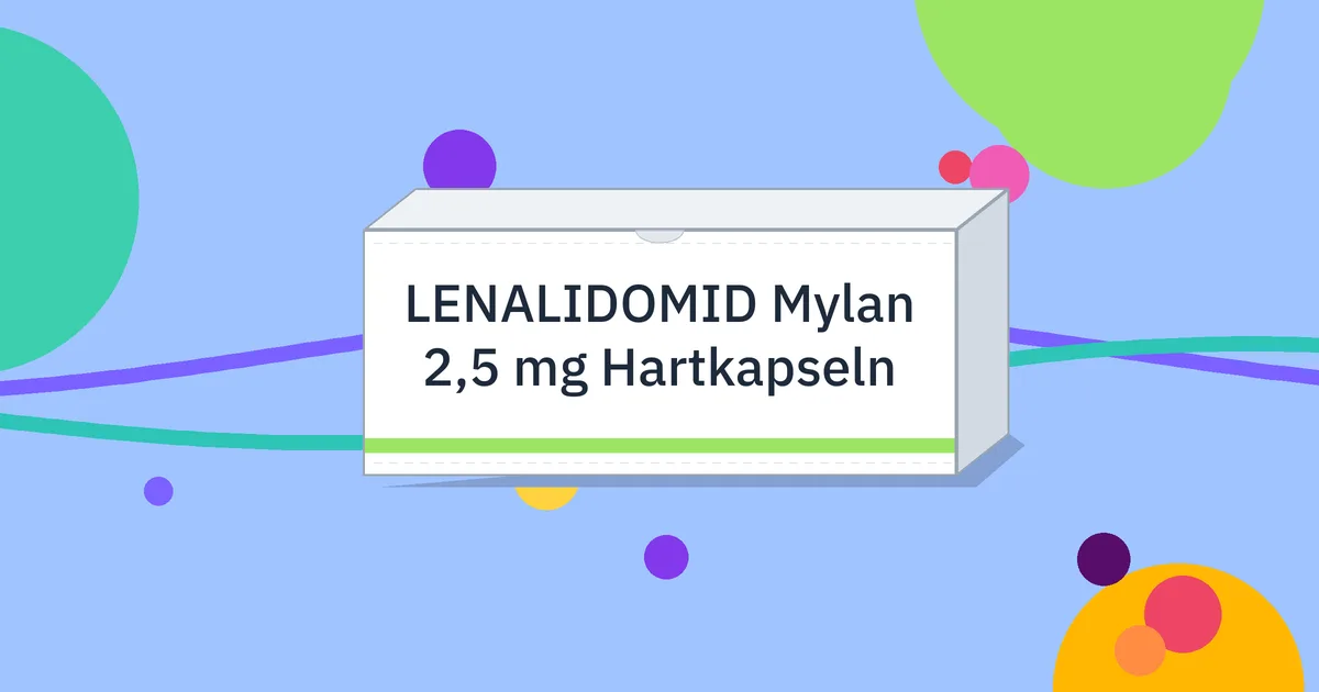 Symbolbild: Packung mit der Aufschrift LENALIDOMID Mylan 2,5 mg Hartkapseln (PZN 17252579) – Verfügbarkeit und Bezug in Apotheken in Frankfurt am Main