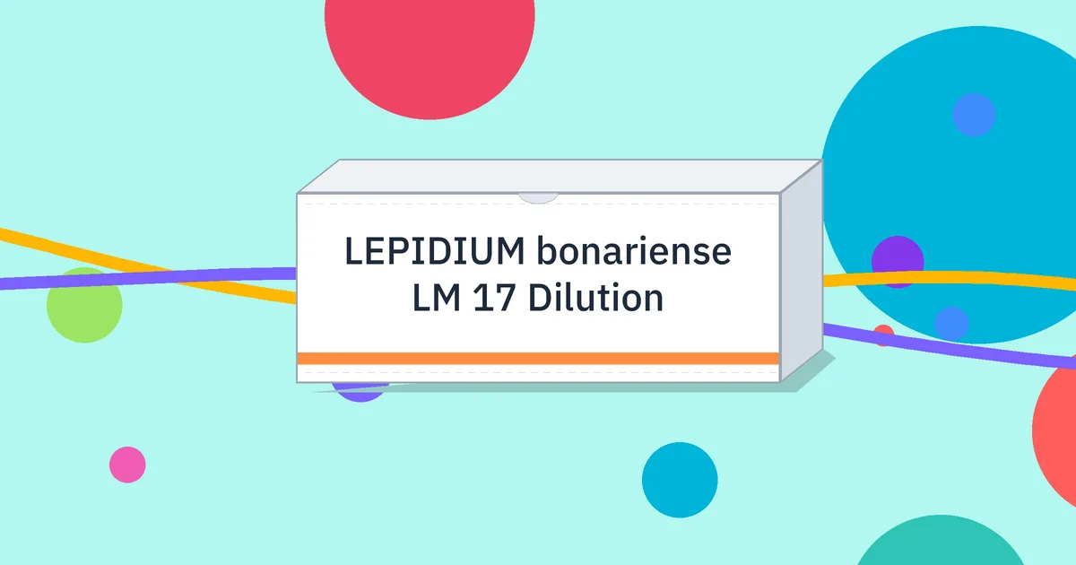 Symbolbild: Packung mit der Aufschrift LEPIDIUM bonariense LM 17 Dilution (PZN 13526413) – Verfügbarkeit und Bezug in Apotheken in Frankfurt am Main