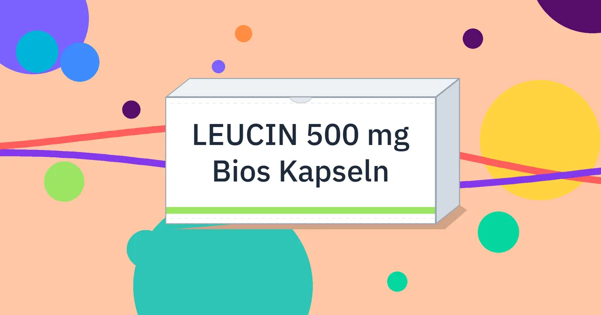 Symbolbild: Packung mit der Aufschrift LEUCIN 500 mg Bios Kapseln (PZN 10523420) – Verfügbarkeit und Bezug in Apotheken in Frankfurt am Main