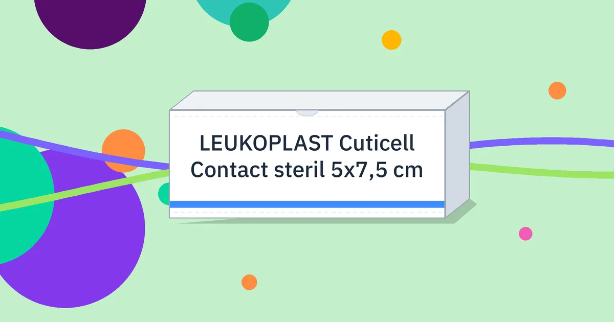 Symbolbild: Packung mit der Aufschrift LEUKOPLAST Cuticell Contact steril 5x7,5 cm (PZN 14220082) – Verfügbarkeit und Bezug in Apotheken in Frankfurt am Main