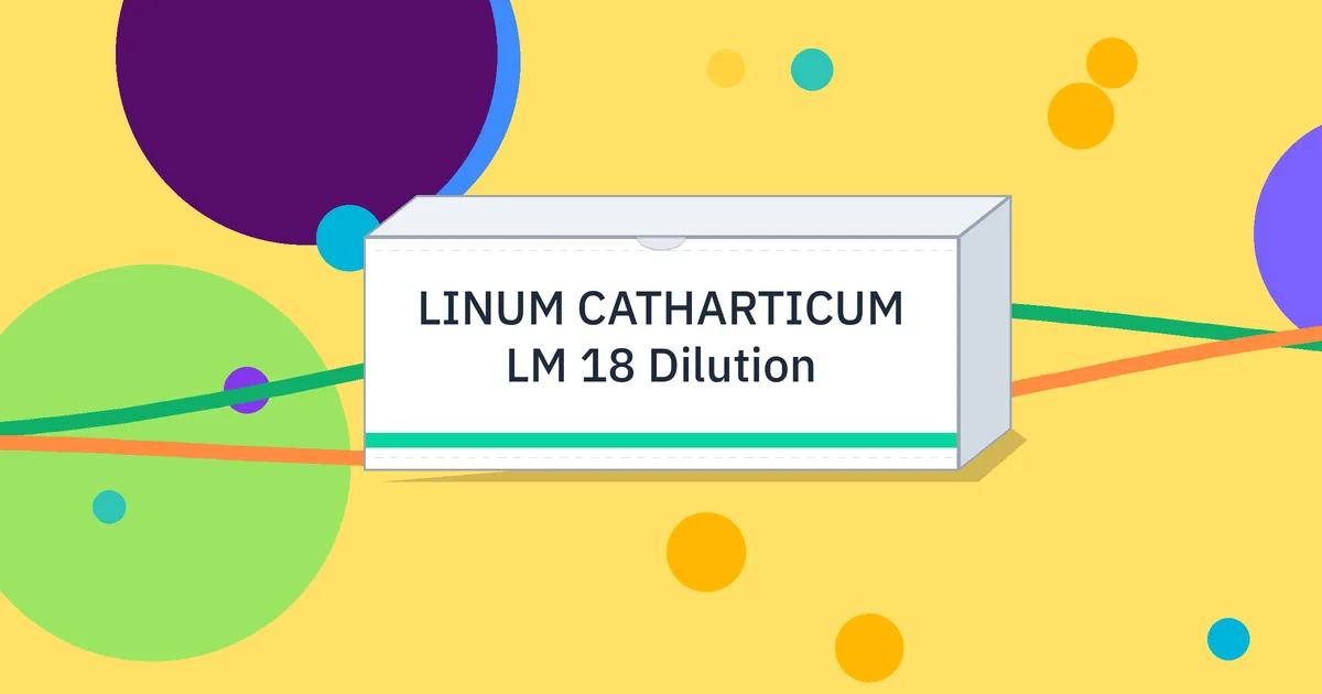 Symbolbild: Packung mit der Aufschrift LINUM CATHARTICUM LM 18 Dilution (PZN 13530188) – Verfügbarkeit und Bezug in Apotheken in Frankfurt am Main