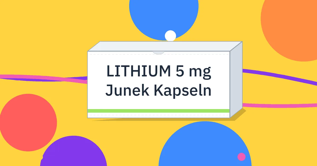 Symbolbild: Packung mit der Aufschrift LITHIUM 5 mg Junek Kapseln (PZN 20172370) – Verfügbarkeit und Bezug in Apotheken in Frankfurt am Main