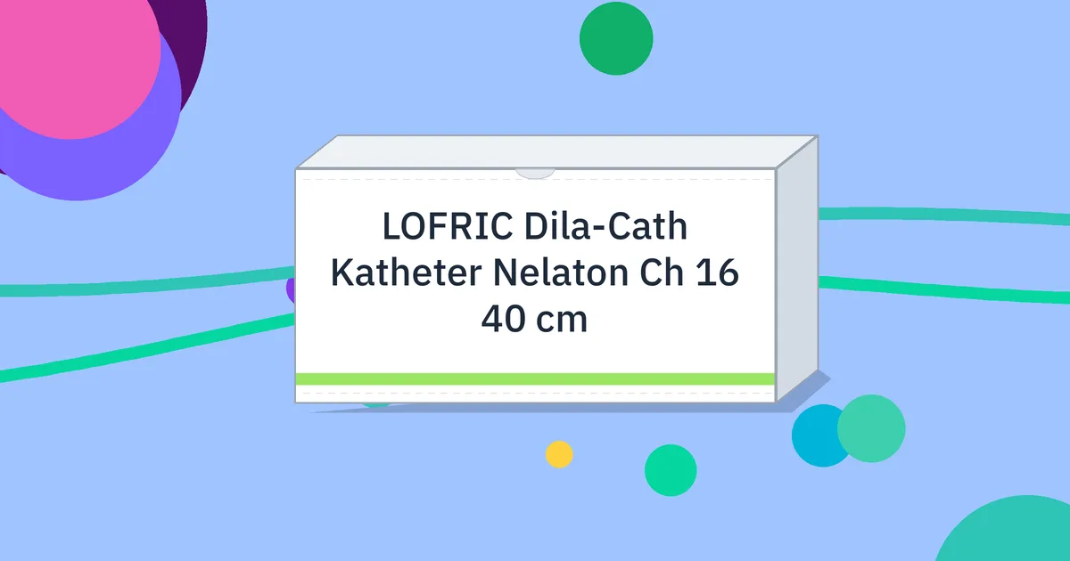 Symbolbild: Packung mit der Aufschrift LOFRIC Dila-Cath Katheter Nelaton Ch 16 40 cm (PZN 16672374) – Verfügbarkeit und Bezug in Apotheken in Frankfurt am Main