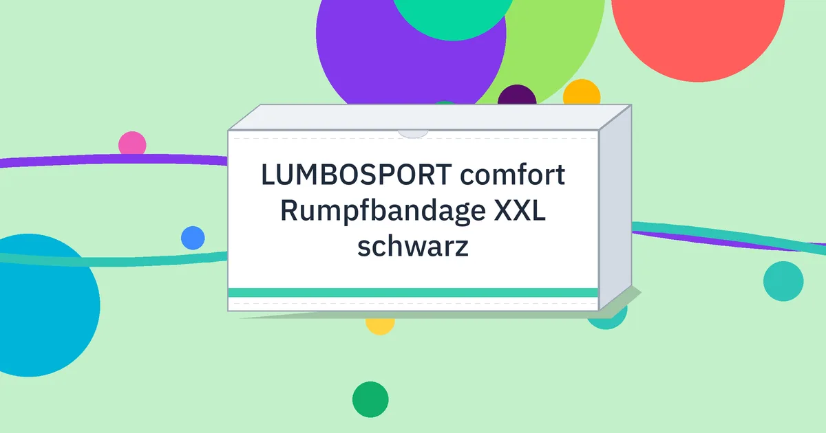 Symbolbild: Packung mit der Aufschrift LUMBOSPORT comfort Rumpfbandage XXL schwarz (PZN 05045303) – Verfügbarkeit und Bezug in Apotheken in Frankfurt am Main