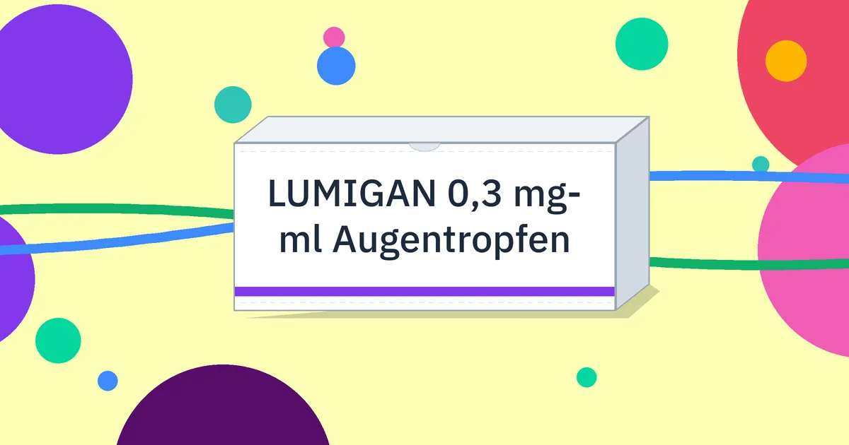 Symbolbild: Packung mit der Aufschrift LUMIGAN 0,3 mg-ml Augentropfen (PZN 10637626) – Verfügbarkeit und Bezug in Apotheken in Frankfurt am Main