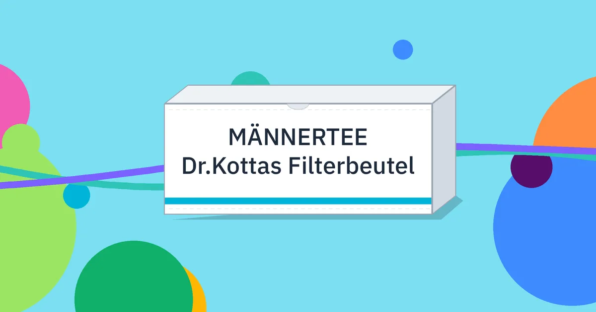 Symbolbild: Packung mit der Aufschrift MÄNNERTEE Dr.Kottas Filterbeutel (PZN 19147102) – Verfügbarkeit und Bezug in Apotheken in Frankfurt am Main