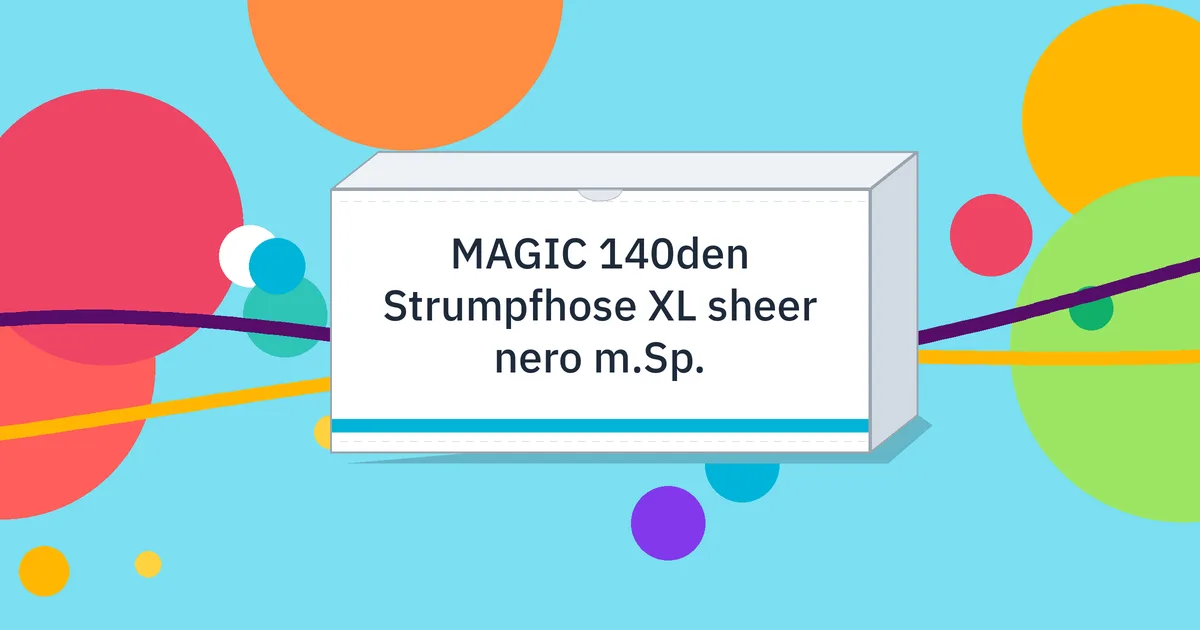 Symbolbild: Packung mit der Aufschrift MAGIC 140den Strumpfhose XL sheer nero m.Sp. (PZN 16182055) – Verfügbarkeit und Bezug in Apotheken in Frankfurt am Main