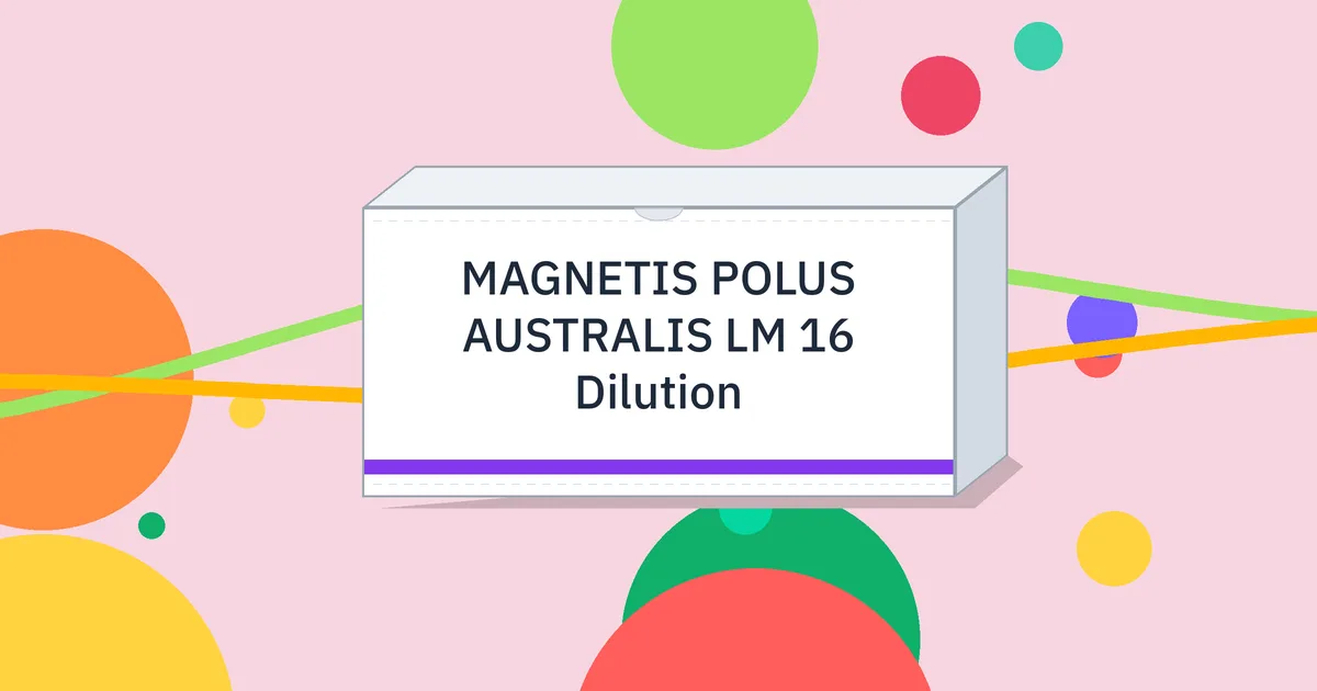 Symbolbild: Packung mit der Aufschrift MAGNETIS POLUS AUSTRALIS LM 16 Dilution (PZN 12941481) – Verfügbarkeit und Bezug in Apotheken in Frankfurt am Main