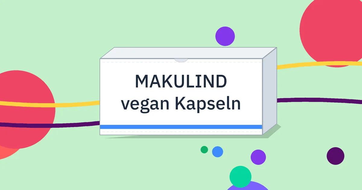 Symbolbild: Packung mit der Aufschrift MAKULIND vegan Kapseln (PZN 16612478) – Verfügbarkeit und Bezug in Apotheken in Frankfurt am Main