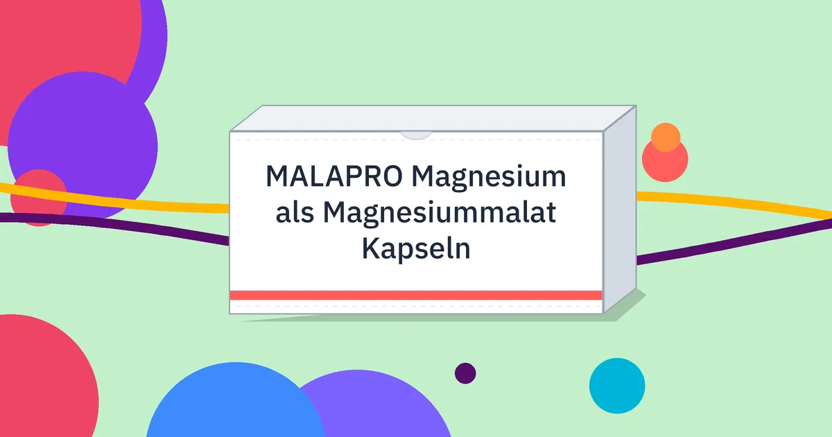 Symbolbild: Packung mit der Aufschrift MALAPRO Magnesium als Magnesiummalat Kapseln (PZN 19980001) – Verfügbarkeit und Bezug in Apotheken in Frankfurt am Main