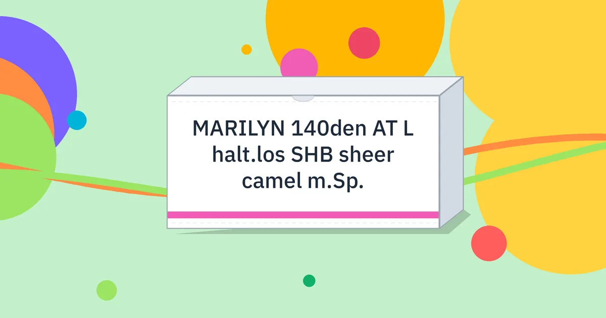 Symbolbild: Packung mit der Aufschrift MARILYN 140den AT L halt.los SHB sheer camel m.Sp. (PZN 16187041) – Verfügbarkeit und Bezug in Apotheken in Frankfurt am Main