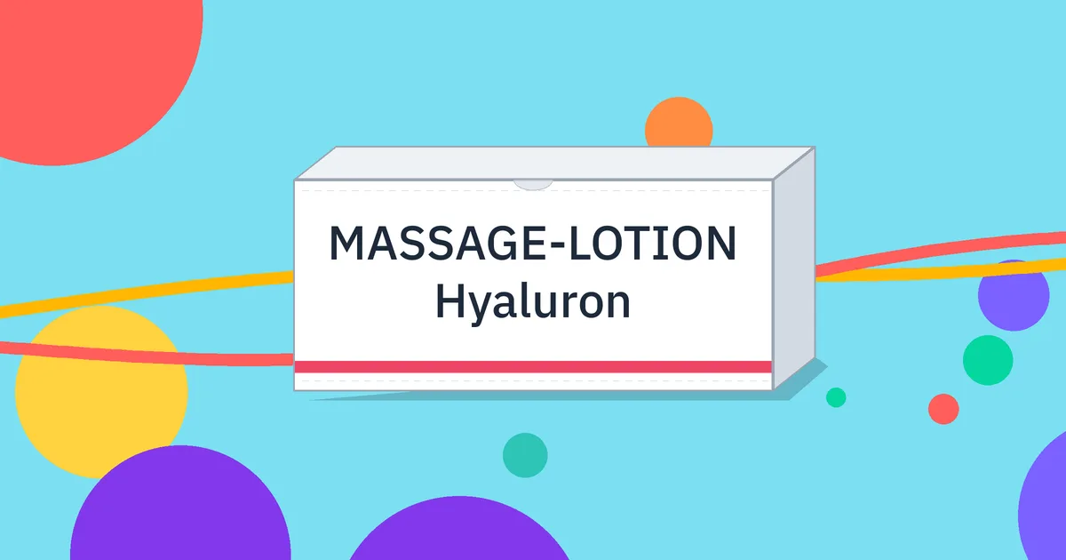 Symbolbild: Packung mit der Aufschrift MASSAGE-LOTION Hyaluron (PZN 12369733) – Verfügbarkeit und Bezug in Apotheken in Frankfurt am Main