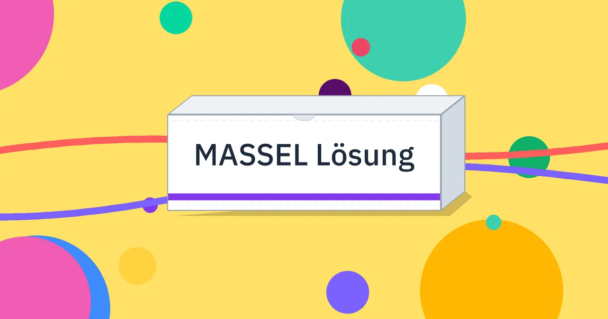 Symbolbild: Packung mit der Aufschrift MASSEL Lösung (PZN 04993765) – Verfügbarkeit und Bezug in Apotheken in Frankfurt am Main