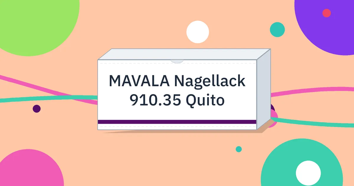 Symbolbild: Packung mit der Aufschrift MAVALA Nagellack 910.35 Quito (PZN 16152232) – Verfügbarkeit und Bezug in Apotheken in Frankfurt am Main