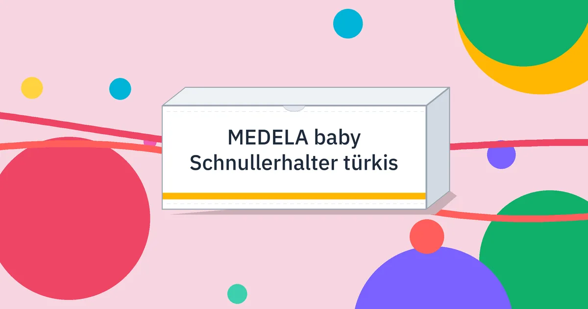 Symbolbild: Packung mit der Aufschrift MEDELA baby Schnullerhalter türkis (PZN 17256703) – Verfügbarkeit und Bezug in Apotheken in Frankfurt am Main