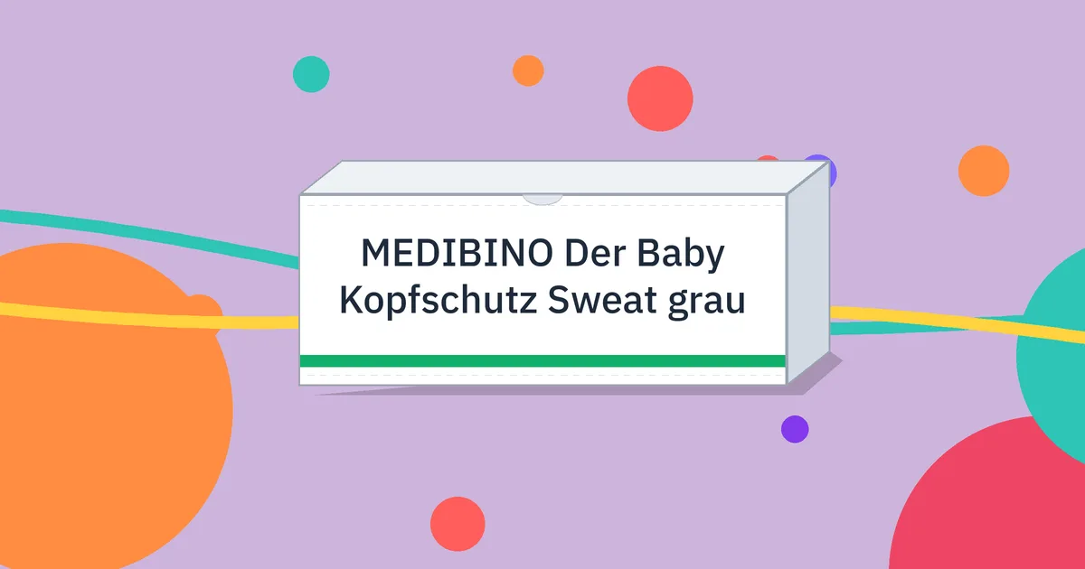 Symbolbild: Packung mit der Aufschrift MEDIBINO Der Baby Kopfschutz Sweat grau (PZN 16387484) – Verfügbarkeit und Bezug in Apotheken in Frankfurt am Main