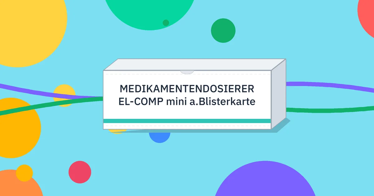 Symbolbild: Packung mit der Aufschrift MEDIKAMENTENDOSIERER EL-COMP mini a.Blisterkarte (PZN 00523502) – Verfügbarkeit und Bezug in Apotheken in Frankfurt am Main