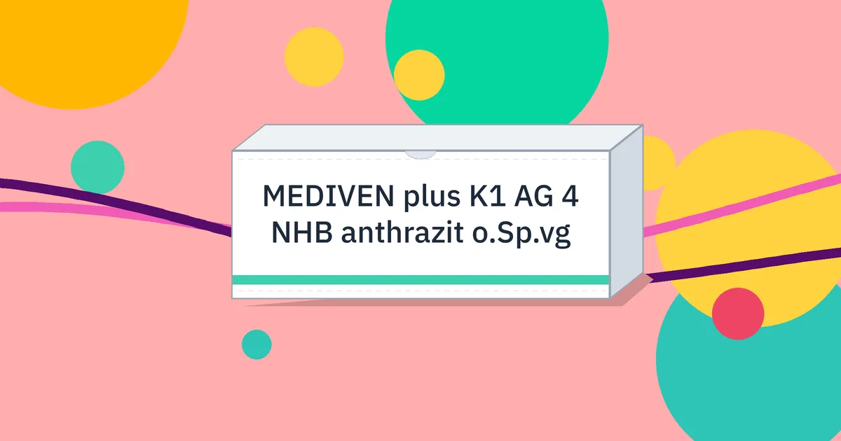 Symbolbild: Packung mit der Aufschrift MEDIVEN plus K1 AG 4 NHB anthrazit o.Sp.vg (PZN 15921148) – Verfügbarkeit und Bezug in Apotheken in Frankfurt am Main