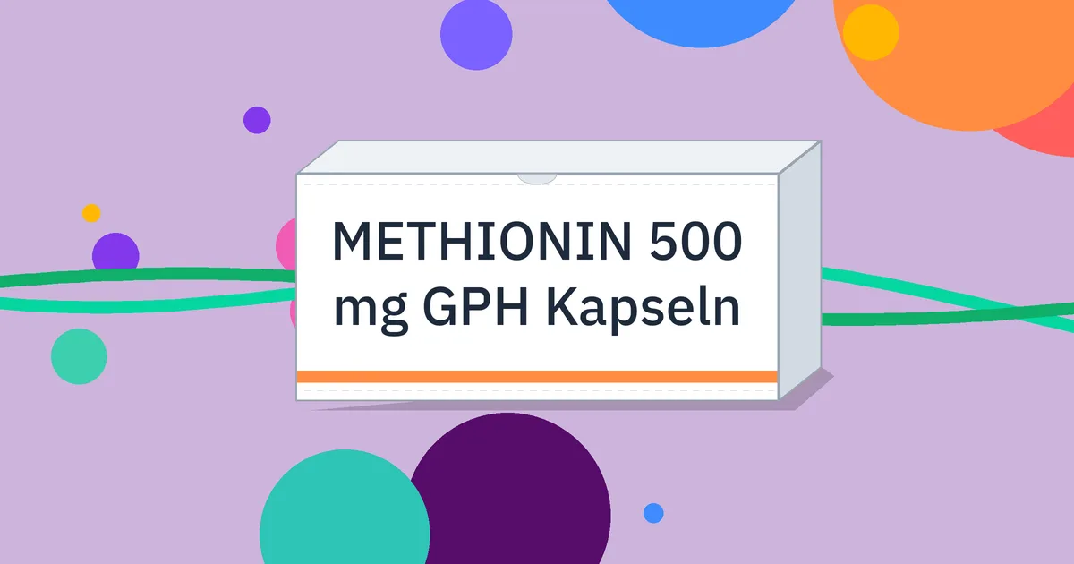 Symbolbild: Packung mit der Aufschrift METHIONIN 500 mg GPH Kapseln (PZN 00128421) – Verfügbarkeit und Bezug in Apotheken in Frankfurt am Main