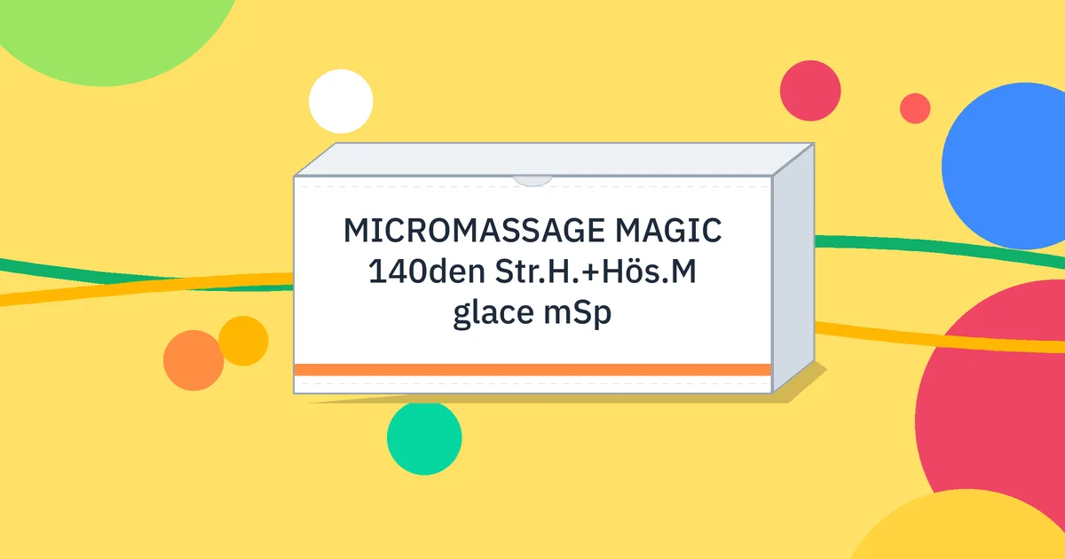 Symbolbild: Packung mit der Aufschrift MICROMASSAGE MAGIC 140den Str.H.+Hös.M glace mSp (PZN 03980430) – Verfügbarkeit und Bezug in Apotheken in Frankfurt am Main