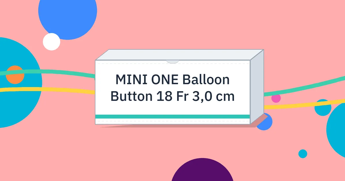 Symbolbild: Packung mit der Aufschrift MINI ONE Balloon Button 18 Fr 3,0 cm (PZN 14342253) – Verfügbarkeit und Bezug in Apotheken in Frankfurt am Main