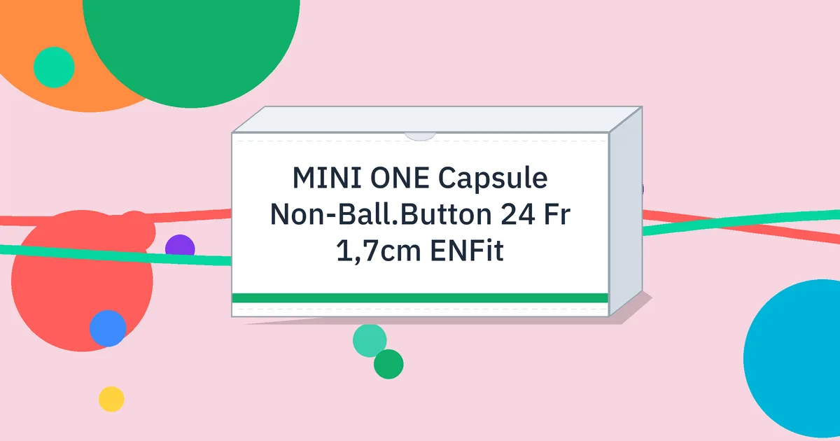 Symbolbild: Packung mit der Aufschrift MINI ONE Capsule Non-Ball.Button 24 Fr 1,7cm ENFit (PZN 14344192) – Verfügbarkeit und Bezug in Apotheken in Frankfurt am Main