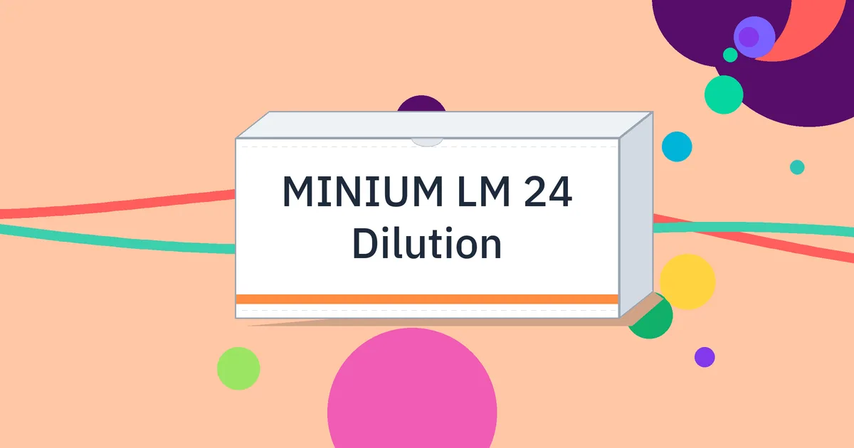 Symbolbild: Packung mit der Aufschrift MINIUM LM 24 Dilution (PZN 13609004) – Verfügbarkeit und Bezug in Apotheken in Frankfurt am Main