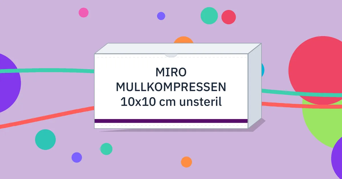 Symbolbild: Packung mit der Aufschrift MIRO MULLKOMPRESSEN 10x10 cm unsteril (PZN 01180547) – Verfügbarkeit und Bezug in Apotheken in Frankfurt am Main