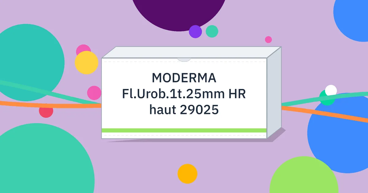 Symbolbild: Packung mit der Aufschrift MODERMA Fl.Urob.1t.25mm HR haut 29025 (PZN 01347504) – Verfügbarkeit und Bezug in Apotheken in Frankfurt am Main