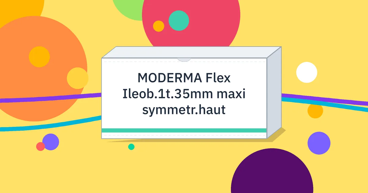 Symbolbild: Packung mit der Aufschrift MODERMA Flex Ileob.1t.35mm maxi symmetr.haut (PZN 00437518) – Verfügbarkeit und Bezug in Apotheken in Frankfurt am Main