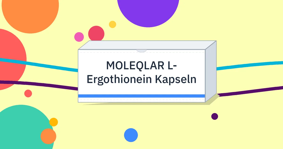 Symbolbild: Packung mit der Aufschrift MOLEQLAR L-Ergothionein Kapseln (PZN 20584492) – Verfügbarkeit und Bezug in Apotheken in Frankfurt am Main