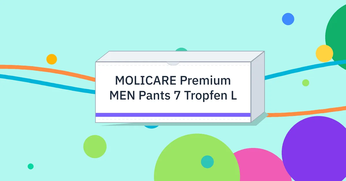 Symbolbild: Packung mit der Aufschrift MOLICARE Premium MEN Pants 7 Tropfen L (PZN 15567439) – Verfügbarkeit und Bezug in Apotheken in Frankfurt am Main