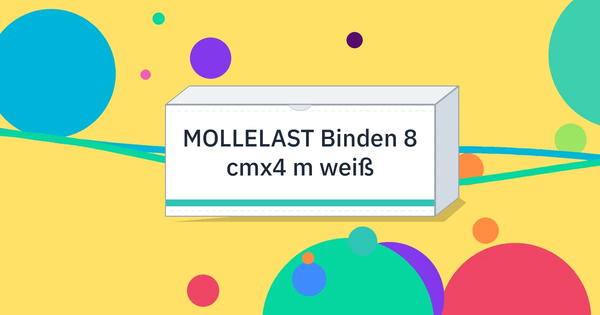 Symbolbild: Packung mit der Aufschrift MOLLELAST Binden 8 cmx4 m weiß (PZN 15430433) – Verfügbarkeit und Bezug in Apotheken in Frankfurt am Main