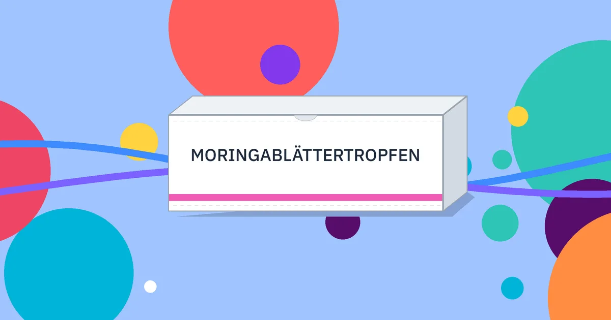Symbolbild: Packung mit der Aufschrift MORINGABLÄTTERTROPFEN (PZN 16129687) – Verfügbarkeit und Bezug in Apotheken in Frankfurt am Main