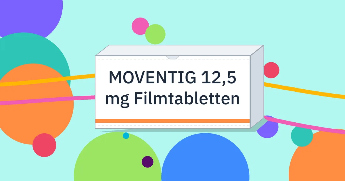 Symbolbild: Packung mit der Aufschrift MOVENTIG 12,5 mg Filmtabletten (PZN 16396454) – Verfügbarkeit und Bezug in Apotheken in Frankfurt am Main