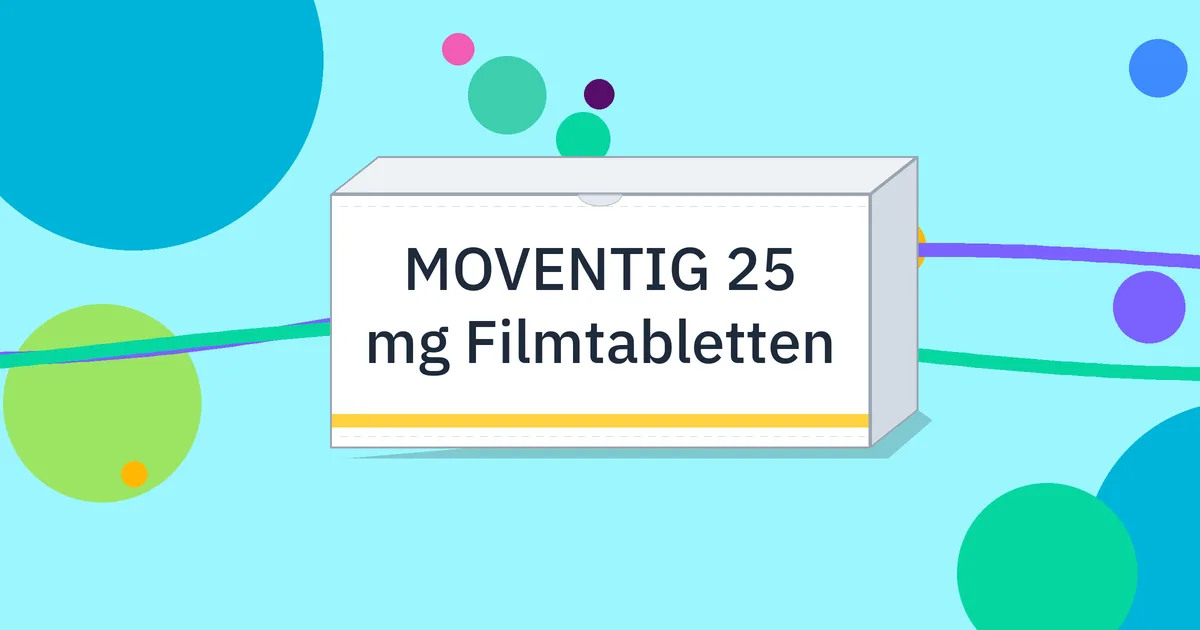 Symbolbild: Packung mit der Aufschrift MOVENTIG 25 mg Filmtabletten (PZN 17283485) – Verfügbarkeit und Bezug in Apotheken in Frankfurt am Main