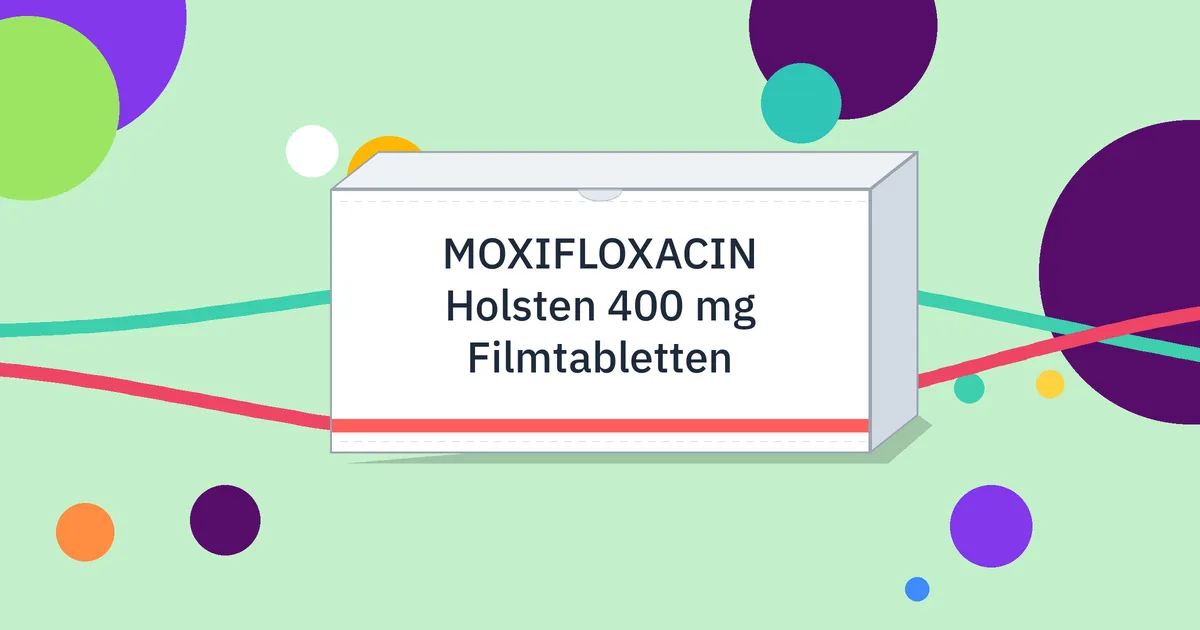 Symbolbild: Packung mit der Aufschrift MOXIFLOXACIN Holsten 400 mg Filmtabletten (PZN 12537975) – Verfügbarkeit und Bezug in Apotheken in Frankfurt am Main
