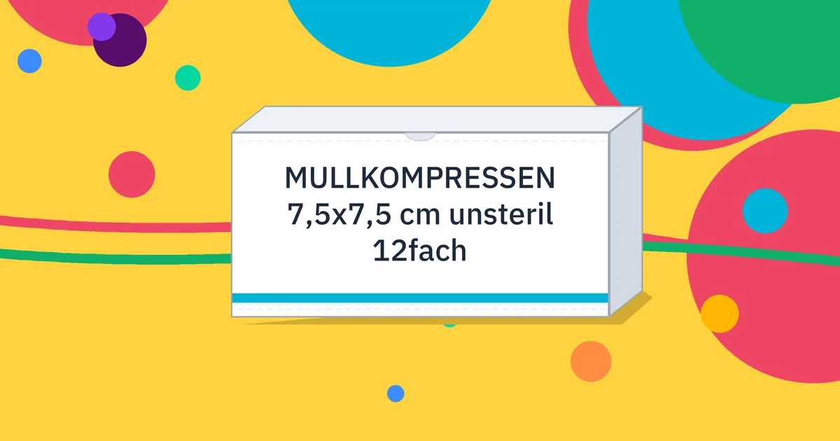Symbolbild: Packung mit der Aufschrift MULLKOMPRESSEN 7,5x7,5 cm unsteril 12fach (PZN 07099303) – Verfügbarkeit und Bezug in Apotheken in Frankfurt am Main