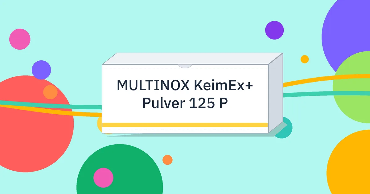 Symbolbild: Packung mit der Aufschrift MULTINOX KeimEx+ Pulver 125 P (PZN 15393896) – Verfügbarkeit und Bezug in Apotheken in Frankfurt am Main