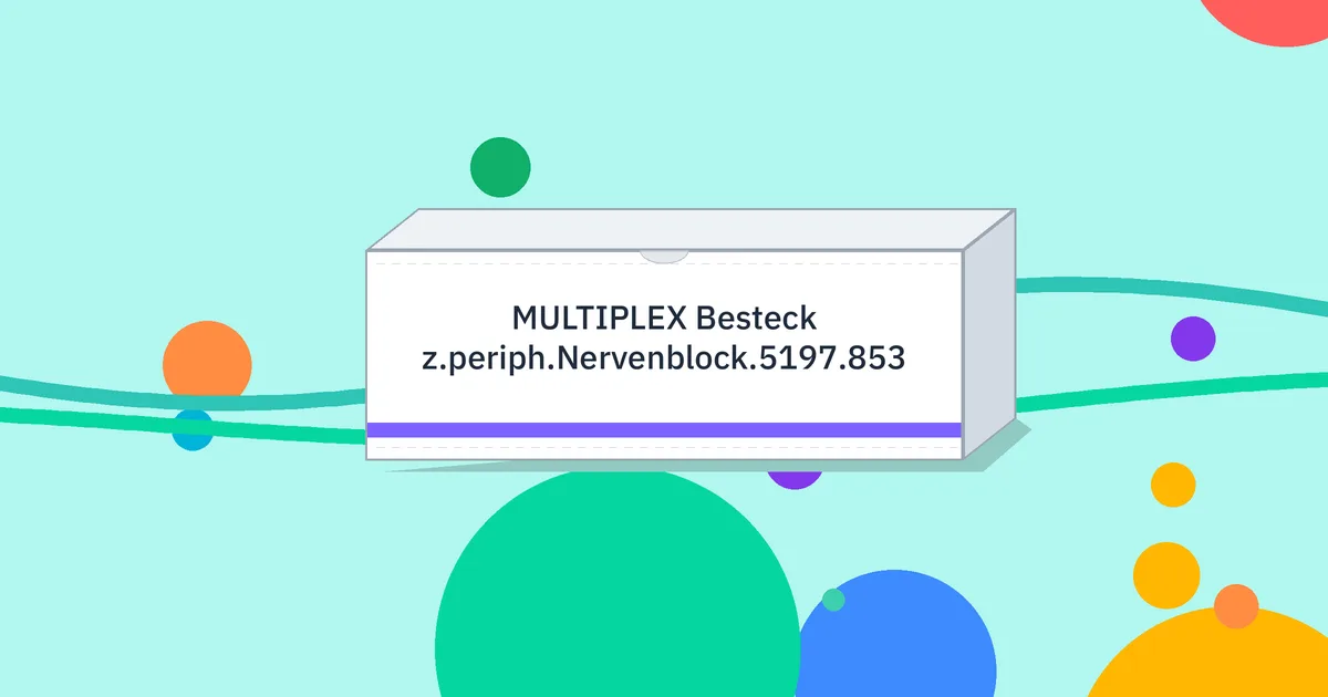 Symbolbild: Packung mit der Aufschrift MULTIPLEX Besteck z.periph.Nervenblock.5197.853 (PZN 10178897) – Verfügbarkeit und Bezug in Apotheken in Frankfurt am Main