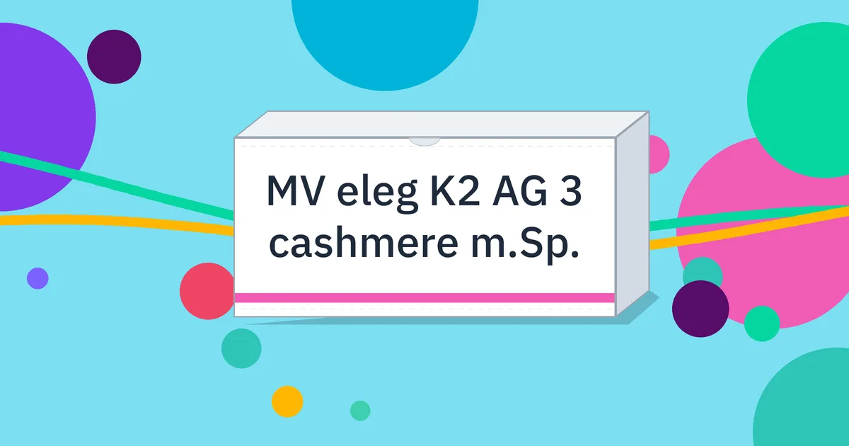 Symbolbild: Packung mit der Aufschrift MV eleg K2 AG 3 cashmere m.Sp. (PZN 14680062) – Verfügbarkeit und Bezug in Apotheken in Frankfurt am Main