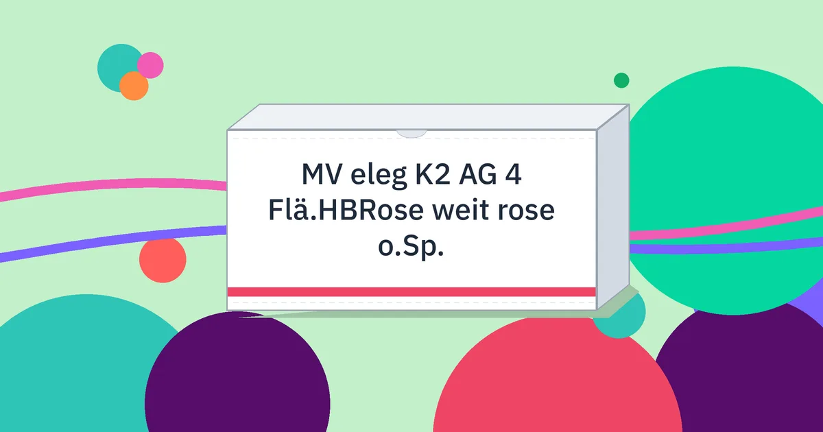 Symbolbild: Packung mit der Aufschrift MV eleg K2 AG 4 Flä.HBRose weit rose o.Sp. (PZN 15719889) – Verfügbarkeit und Bezug in Apotheken in Frankfurt am Main