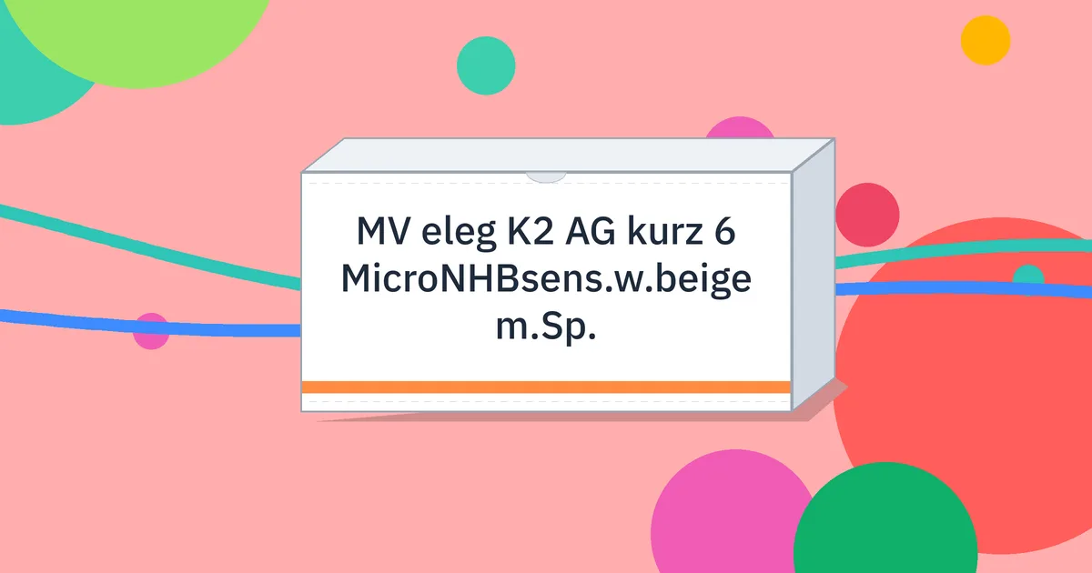 Symbolbild: Packung mit der Aufschrift MV eleg K2 AG kurz 6 MicroNHBsens.w.beige m.Sp. (PZN 15711675) – Verfügbarkeit und Bezug in Apotheken in Frankfurt am Main
