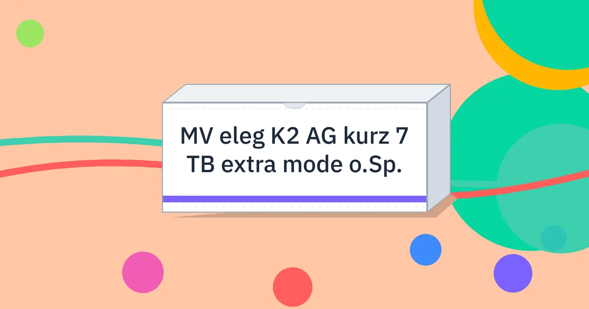 Symbolbild: Packung mit der Aufschrift MV eleg K2 AG kurz 7 TB extra mode o.Sp. (PZN 09879117) – Verfügbarkeit und Bezug in Apotheken in Frankfurt am Main