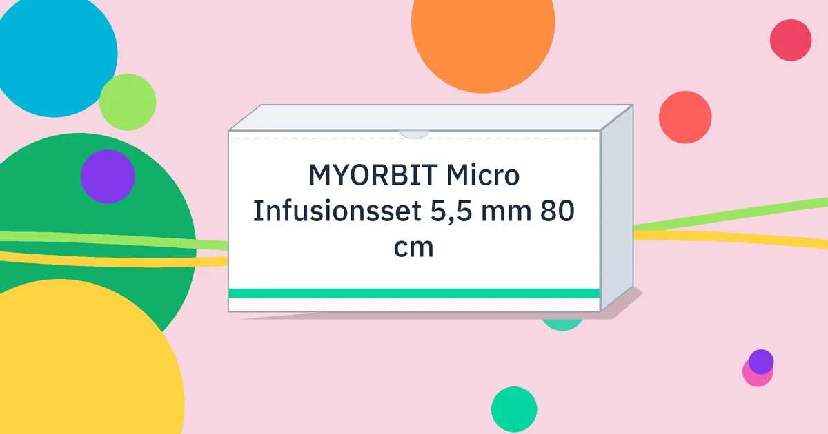 Symbolbild: Packung mit der Aufschrift MYORBIT Micro Infusionsset 5,5 mm 80 cm (PZN 20294819) – Verfügbarkeit und Bezug in Apotheken in Frankfurt am Main